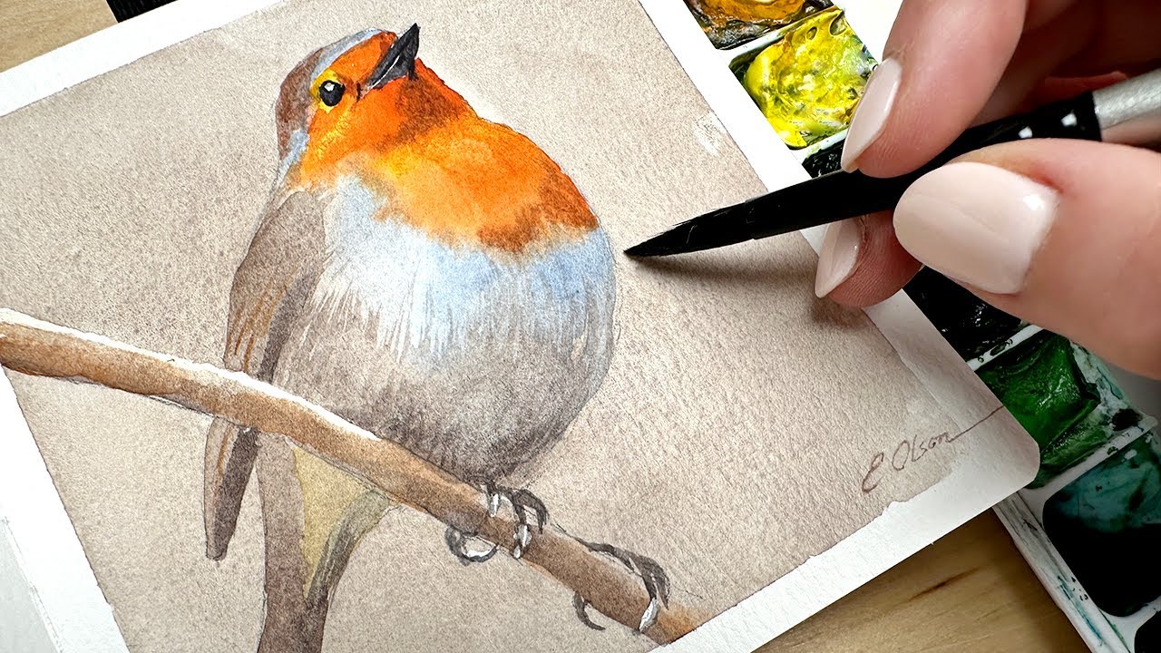 Painting a Robin Bird: Simple & Relaxing Watercolor Tutorial - YouTube