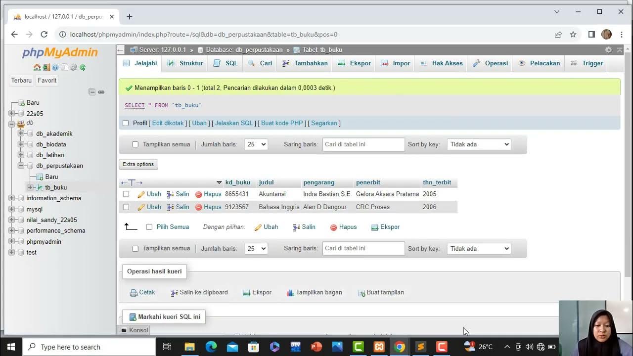 Membuat Database Perpustakaan (tb_buku) Menggunakan Aplikasi Xampp dan Sublime Text - YouTube