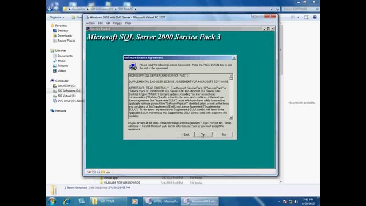 SQL 2000 Server Sp3a Installation - YouTube