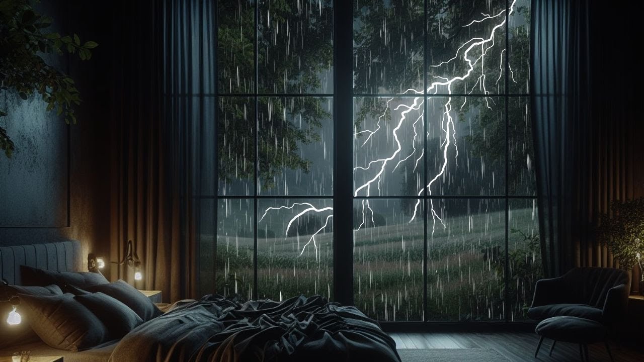 COZY CABIN Rain Sounds and Thunderstorm at Night Suitable For Relaxing ...