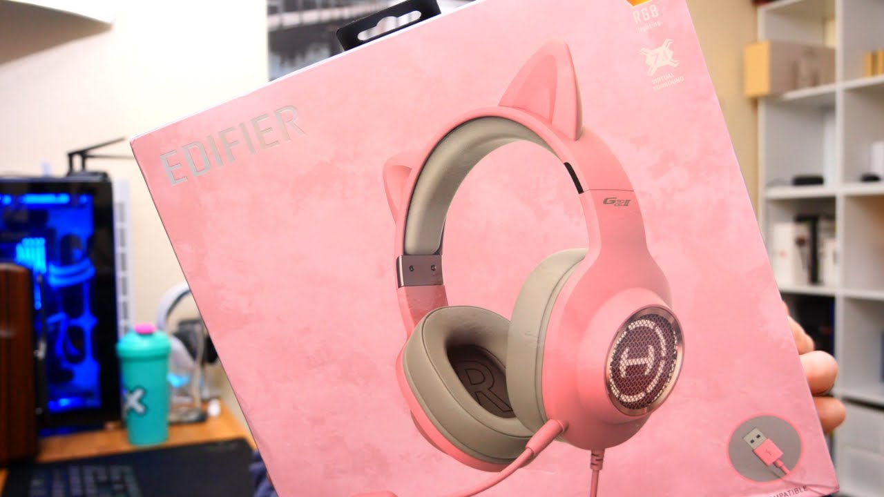 Edifier G2 II Pink Cat Ear PC Gaming Headset - Unboxing & Review - YouTube