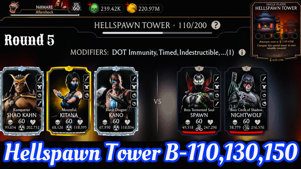 Hellspawn Tower Boss Battle 110,130 & 150 Fight + Reward MK Mobile - YouTube