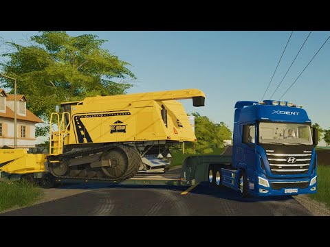 Farming Simulator 19 - Hyundai Xcient low loader trailer transport - Bi ...