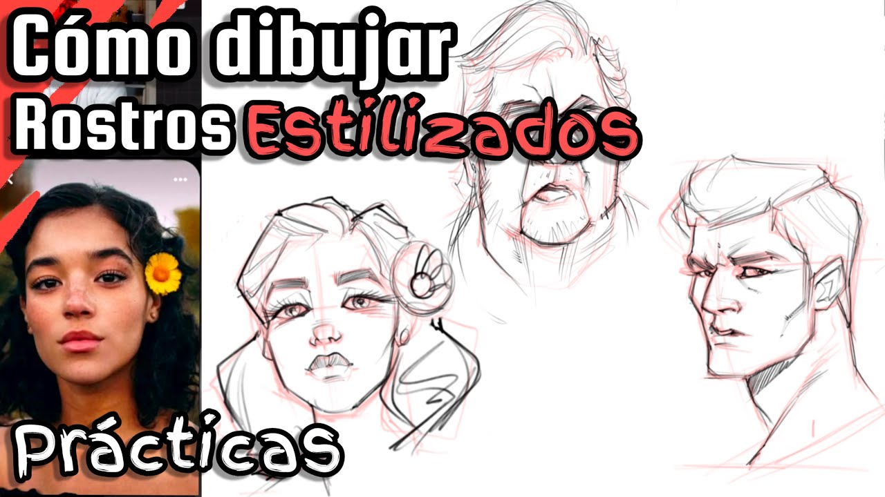 Rostros estilizados / prácticas de dibujo en tiempo real / tutorial de ...