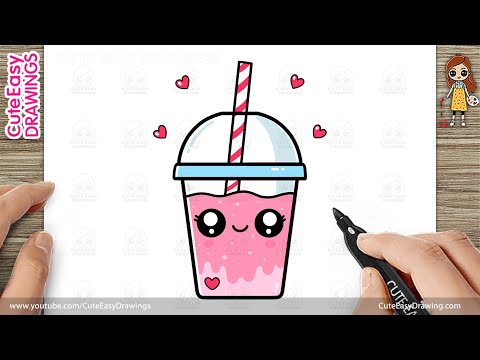 How to Draw a Cute/Kawaii Strawberry Drink | Cute Easy Drawing for Kids Step by Step