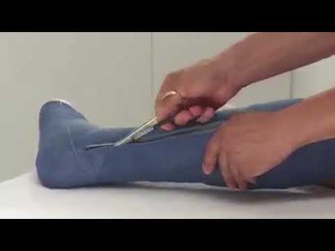 Synthetic lower leg cast removal - YouTube