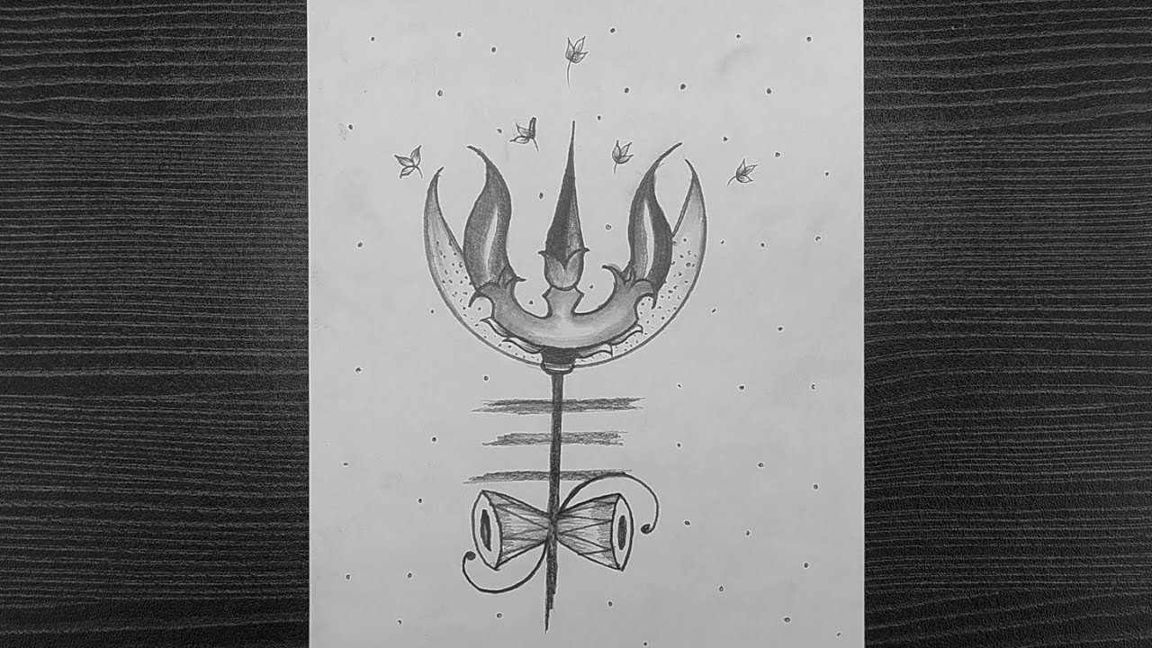 How To Draw Shivji Trishul || Trishul Drawing For Mahashivratri || Lord ...