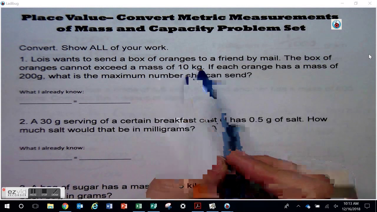 Day 56 Convert Metric Measurements of Mass and Capacity - YouTube