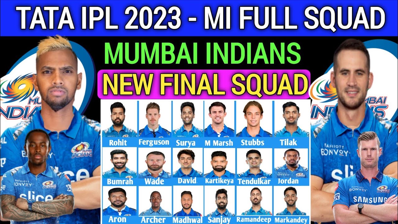 TATA IPL 2023 - Mumbai Indians Final Squad। Mi Squad For IPL 2023 ...