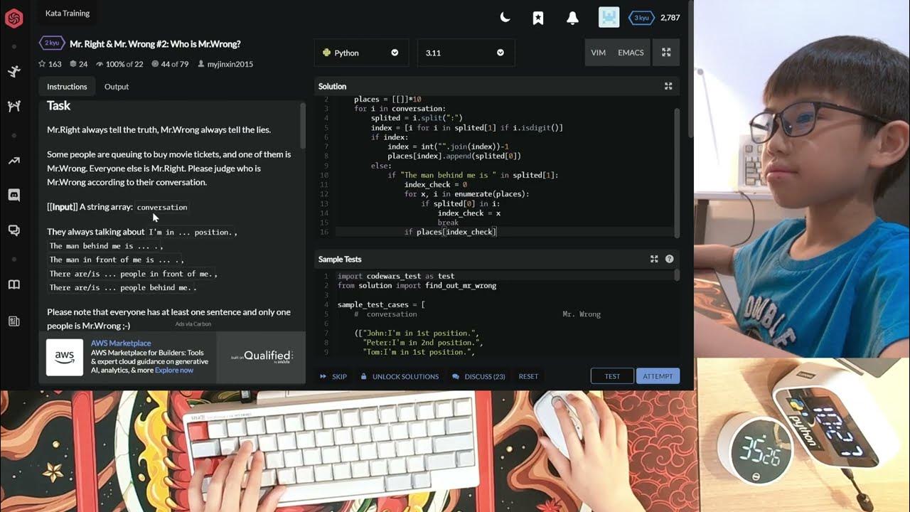 Codewars | Python | HHKB keyboard | 40 min real time | no talking | EP-79 - YouTube