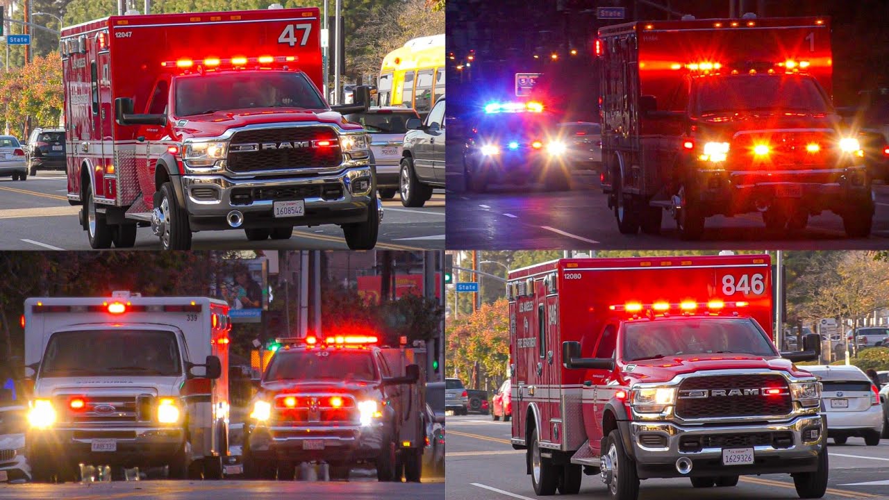 Resgate De Ambulancia Lafd Los Angeles Paramedic Loads Gurney Into