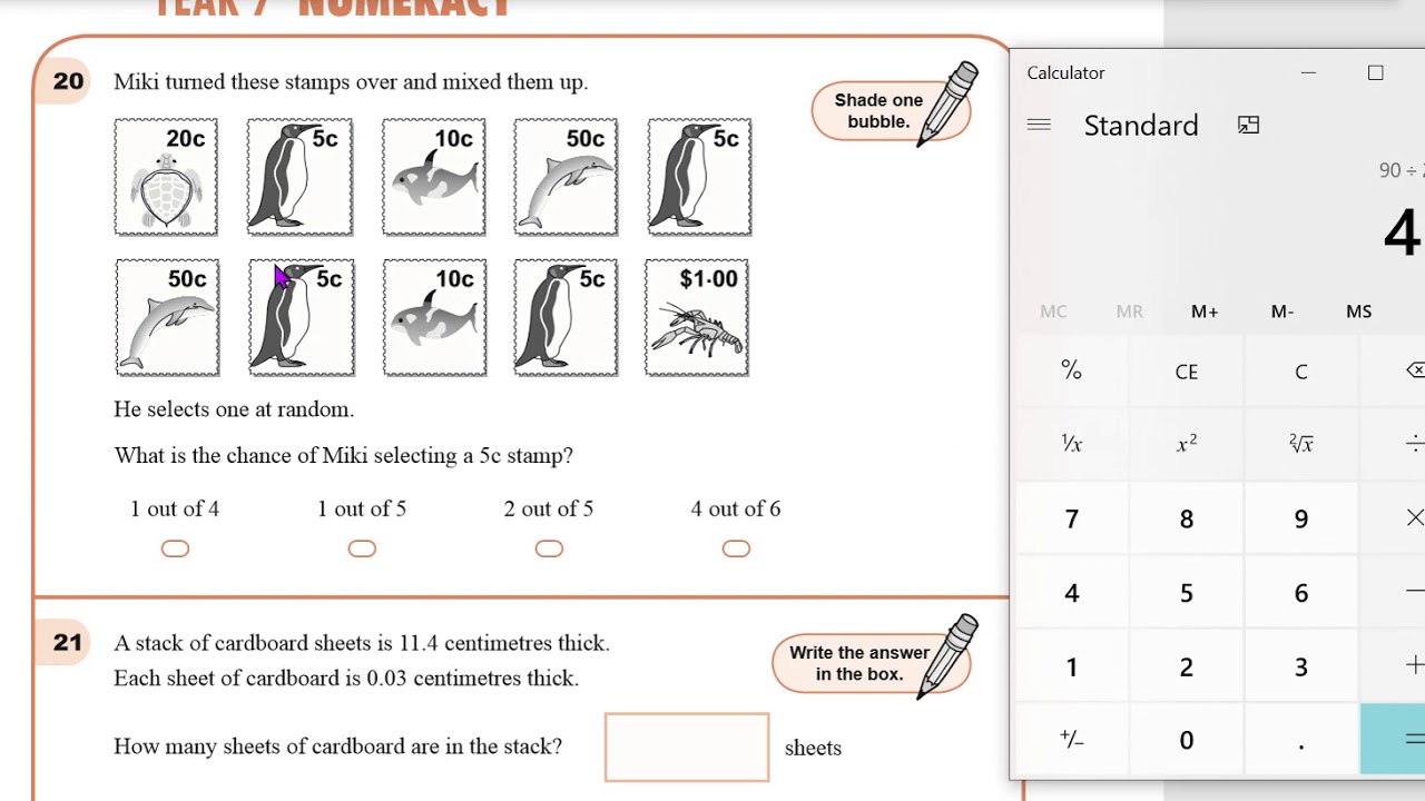 NAPLAN year 7 numeracy calculator section 2008 - YouTube