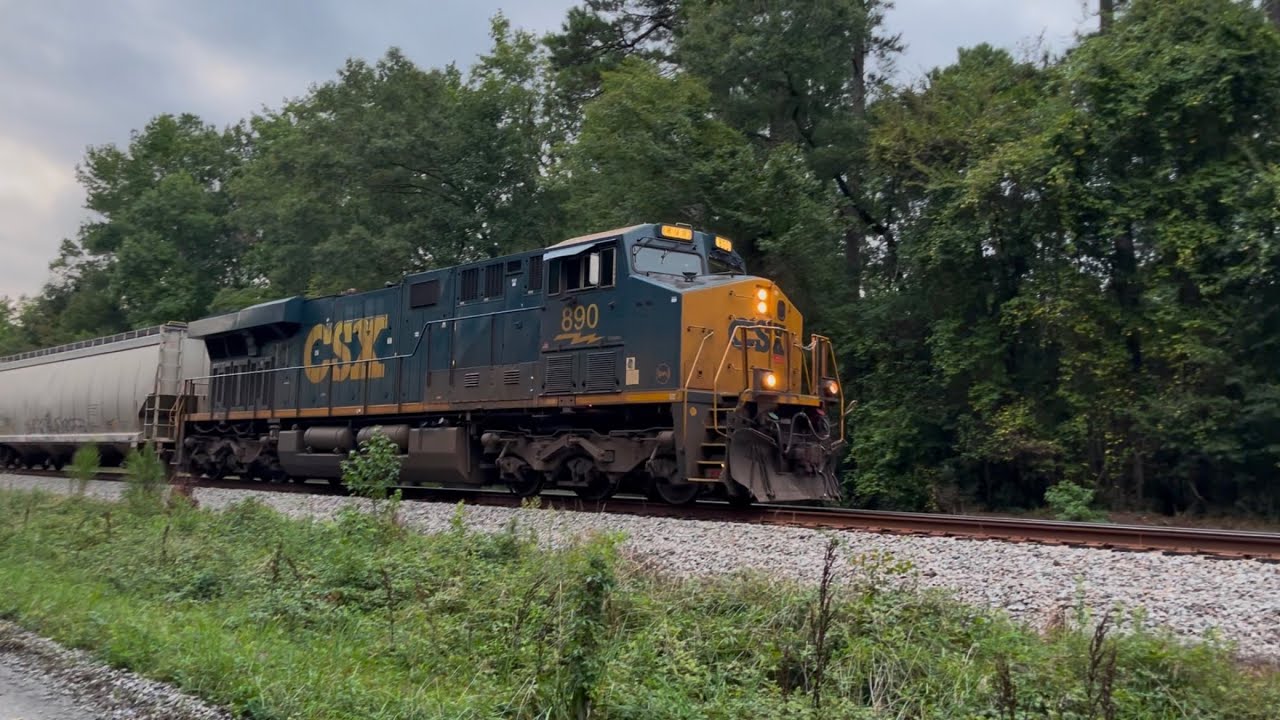 CSX 890 Leads Huge CSX M408-06 NB Manifest Train Departing Mars Bluff ...