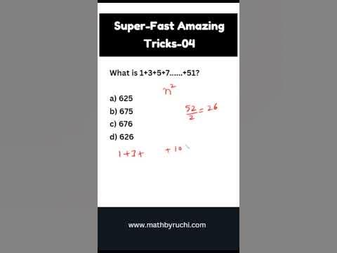 Sum of 1 to 51 odd natural numbers| Adding consecutive odd numbers|Algebra trick|Ruchi Chhabra ...