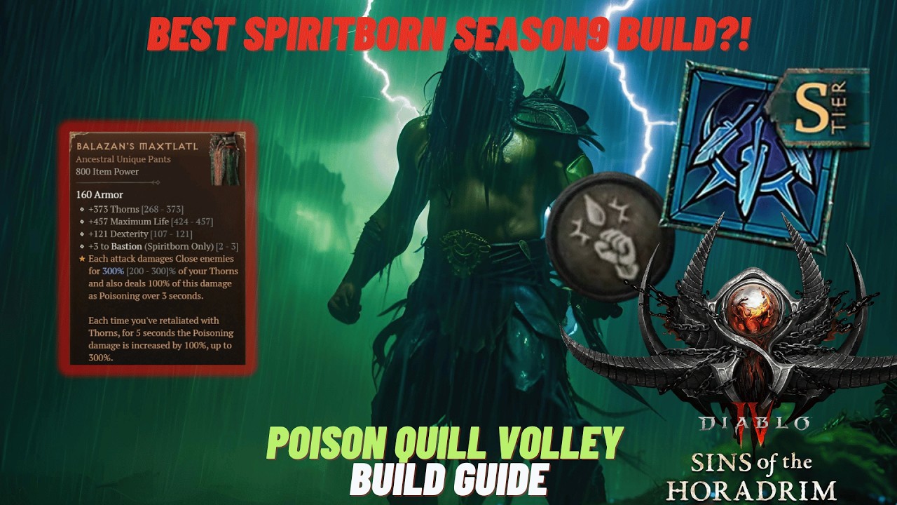 THORNS Poison Quill Volley - Best Spiritborn Starter Build! | Diablo 4 ...