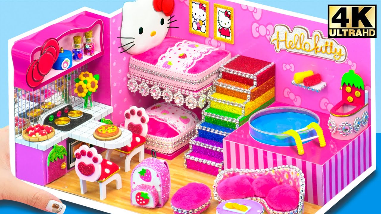 Make Handwork Hello Kitty House with Bunk Bed, Kitchen and Bathroom for ...