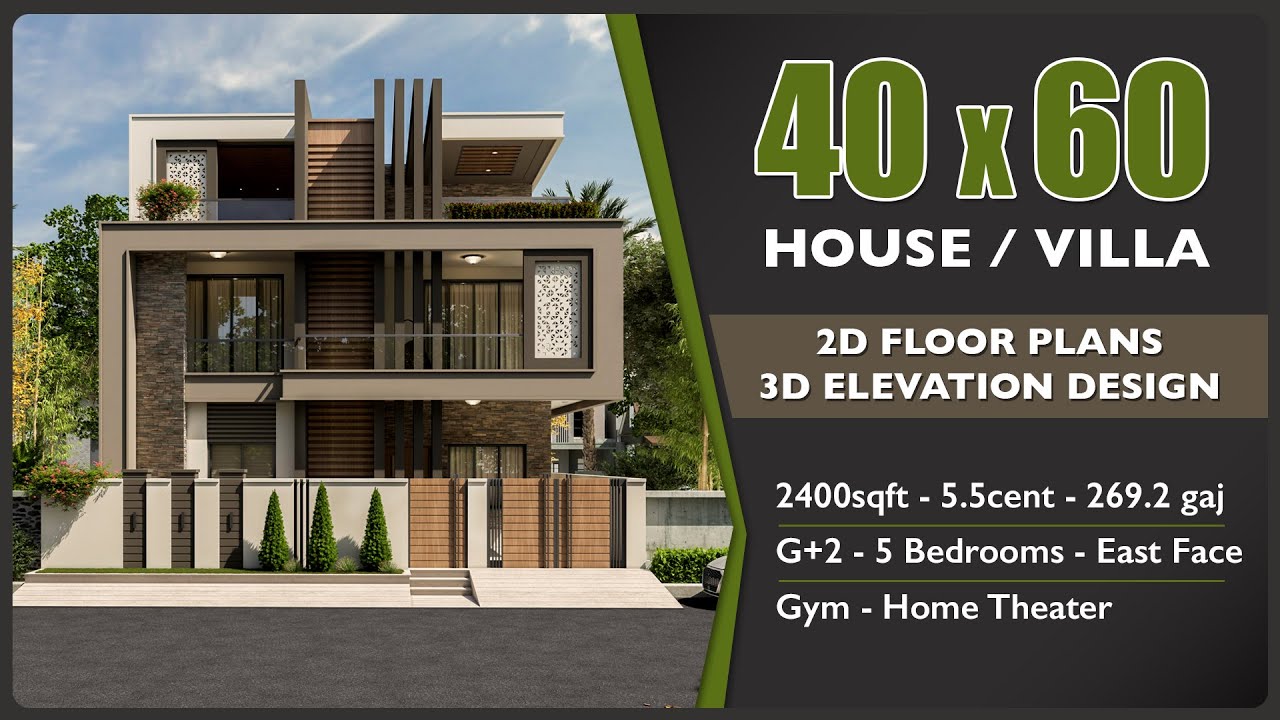 40x60 East Face - House / Villa Design - 2D Floor Plan - 3D Elevation ...
