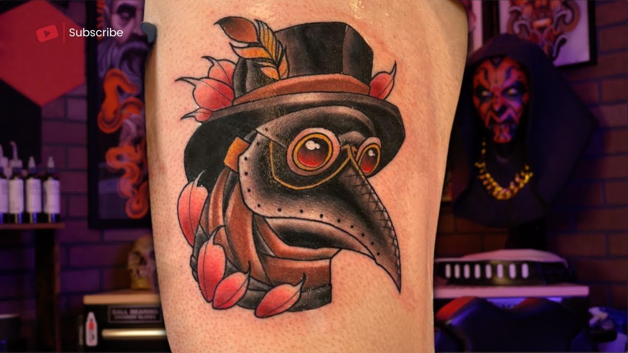 Timelapse: Building a Neo-Trad Plague Doctor Tattoo from Start to ...