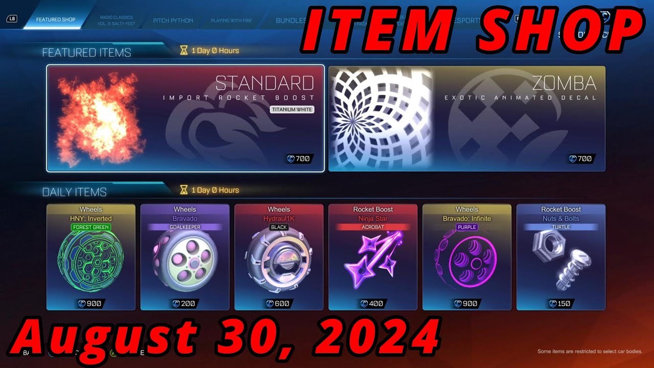 August 30 Rocket League Item Shop: PURPLE BRAVADO INFINITE WHEELS ...