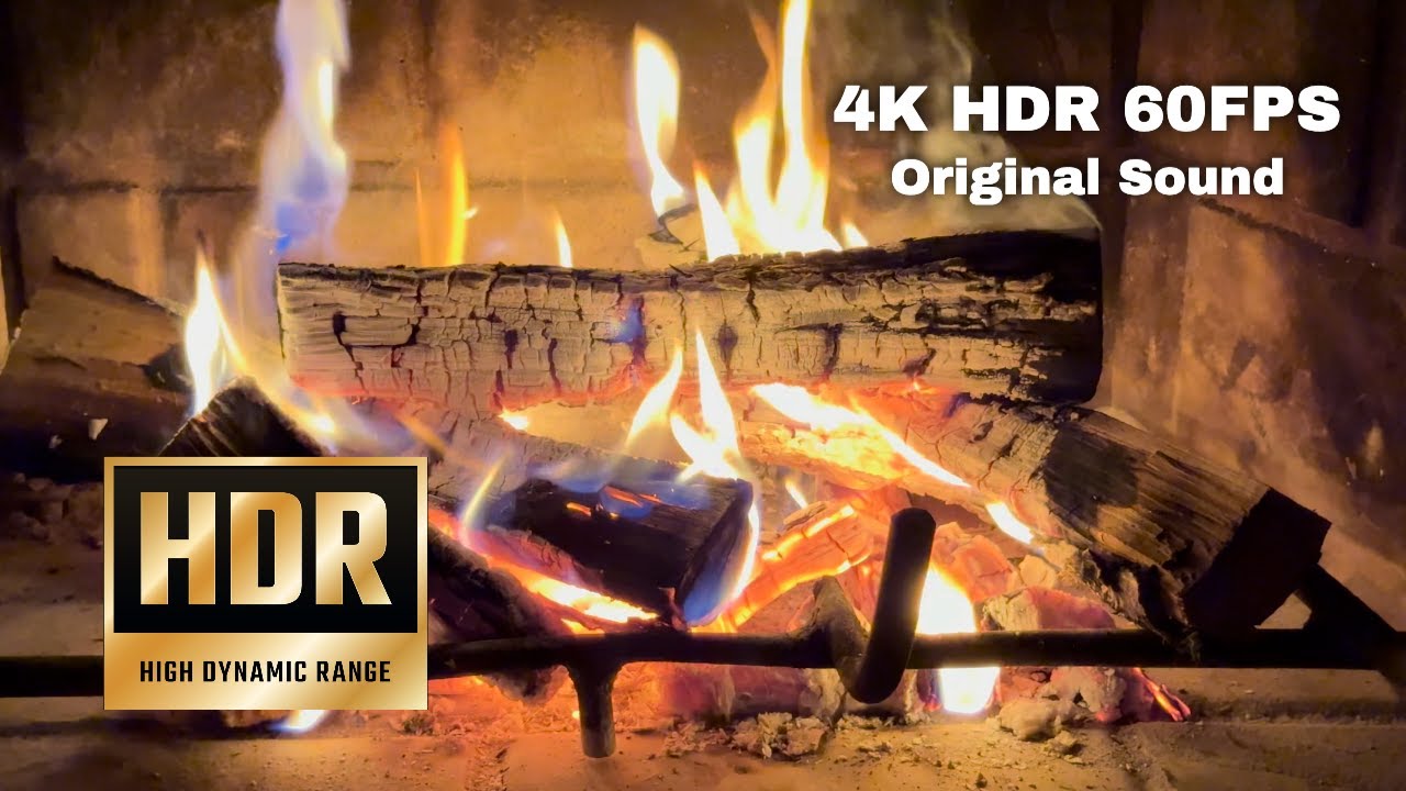 Cozy Virtual Fireplace 4K HDR | Relaxing Crackling Fire Ambience for ...