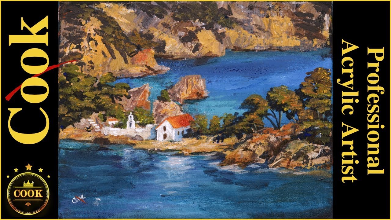 How to Paint a Mediterranean Monastery Seascape in Acrylics With Ginger ...