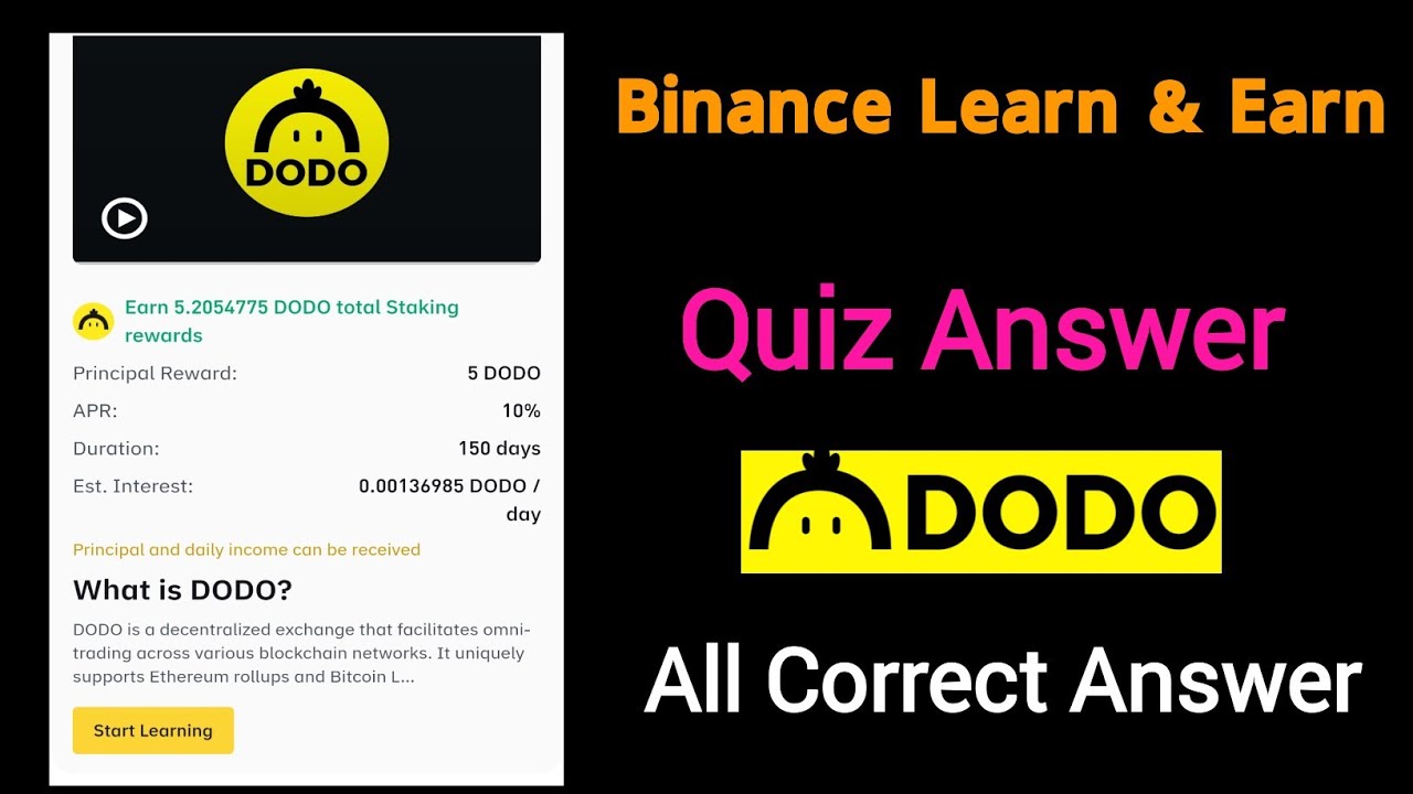 Binance Learn & Earn DODO Quiz Answer Today || New 5.2 DODO Quiz ...
