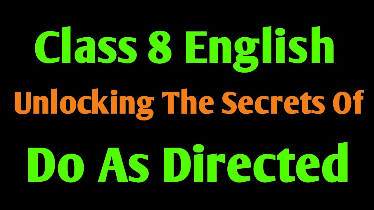 Do As Directed Grammar/Class 8/Rewrite As Directed #english - YouTube