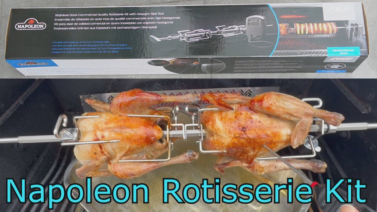 NAPOLEON Commercial ROTISSERIE Spit Rod Kit// UNBOXING, TRY OUT with ...