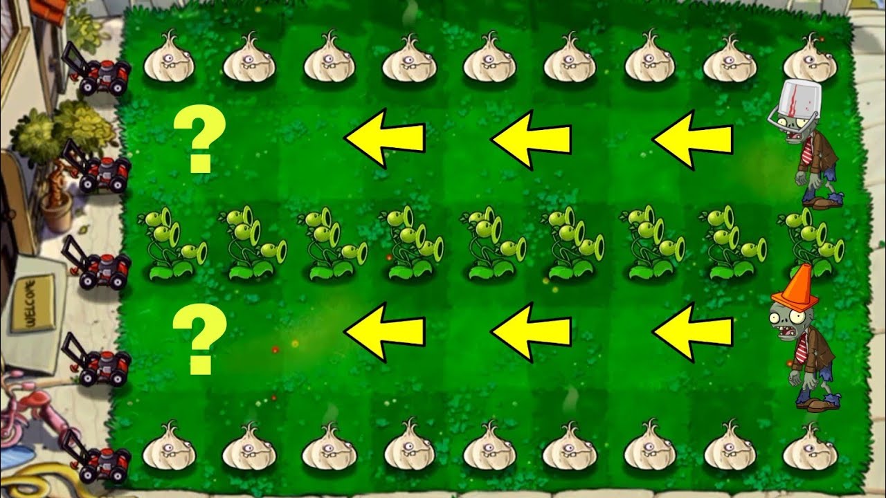 threepeater and garlic vs all zombie || plants vs zombie - YouTube