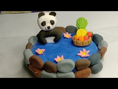 Making clay swimming panda | Air dry clay for beginners | Hand craft ...