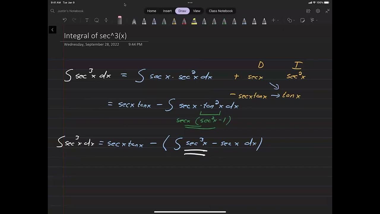 Integral of sec^3(x) (Calculus II) - YouTube