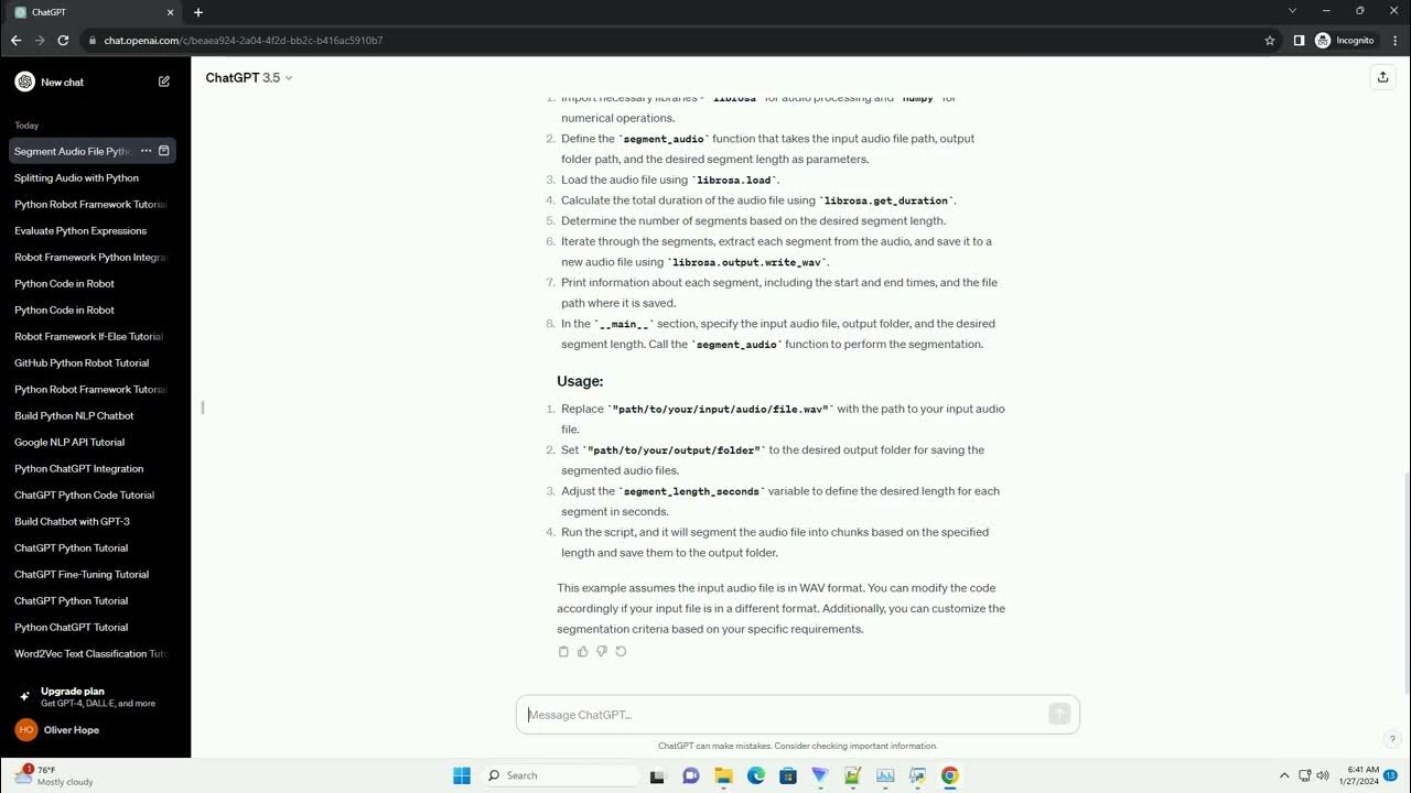 segment audio file python - YouTube