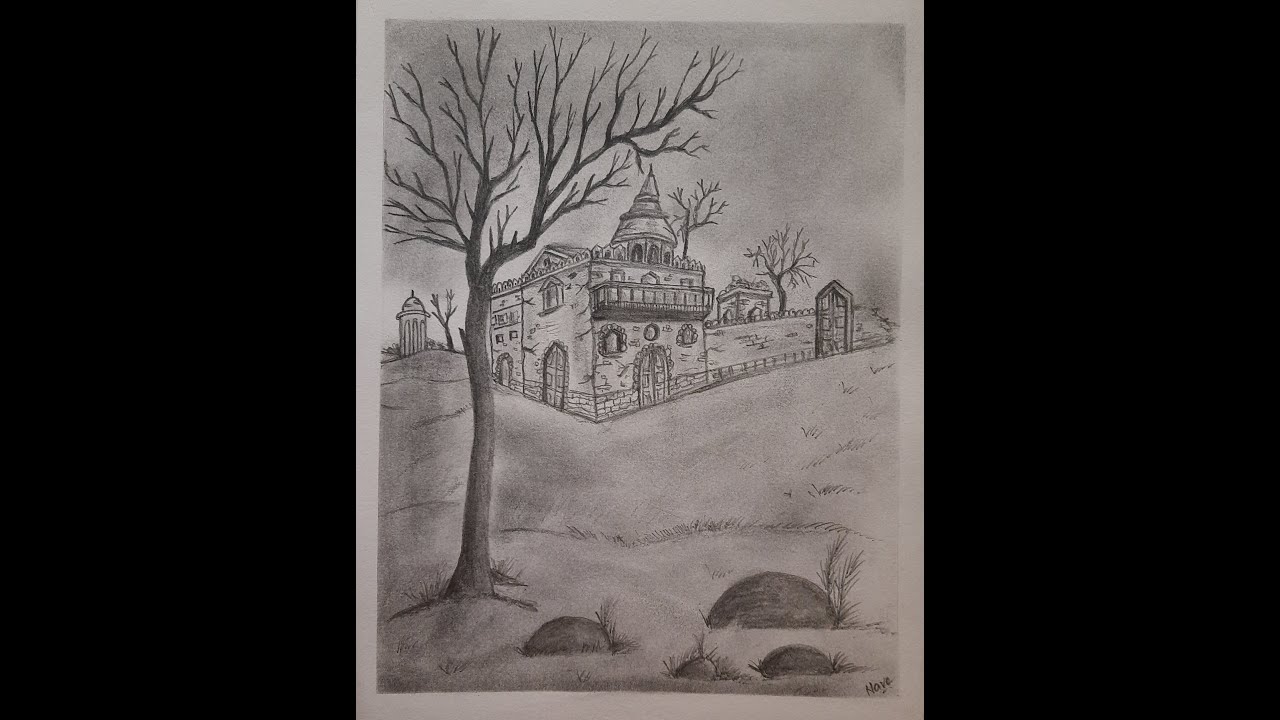 Abandoned Ancient Fort Drawing using Charcoal Powder and 6B Pencil ...