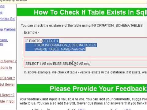 How to check if table exists in sql server - YouTube