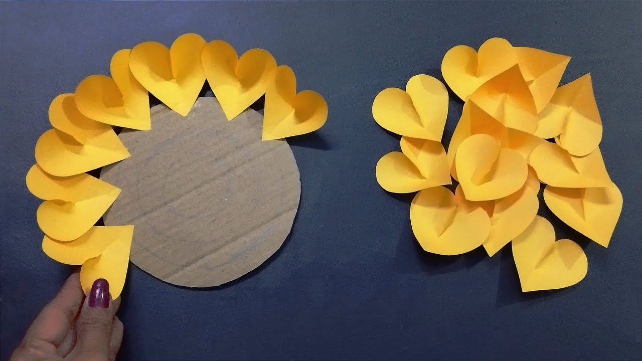 Amazing Wall Hanging Making Using Yellow Paper || Easy Home Decor Diy ...