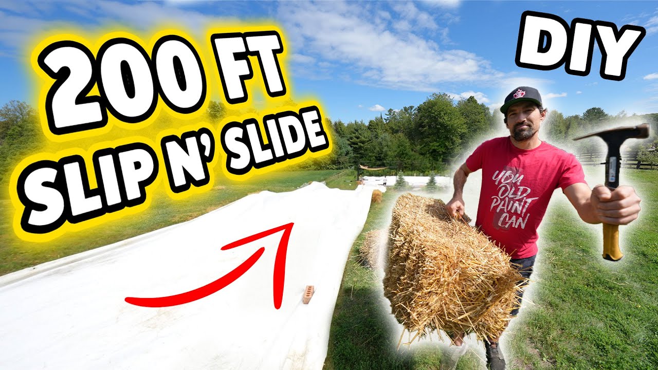 Building a 200ft Slip N Slide from Old Rink Liners - YouTube