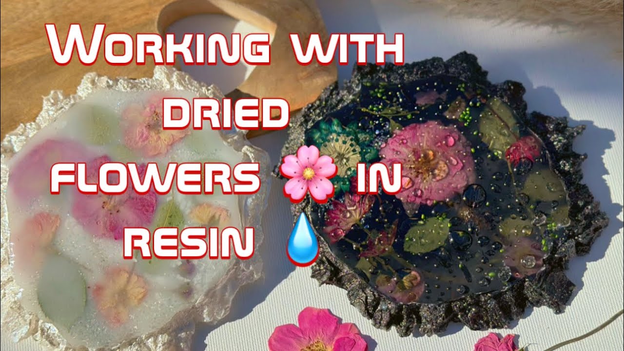 Working with dried flowers in resin, creating smoke and milk effects ...