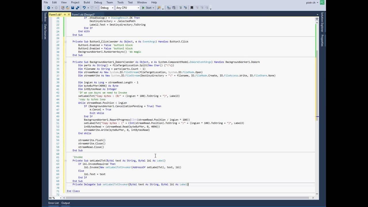 Copy with ProgressBar and BackgroundWorker vb.net tutorial - YouTube