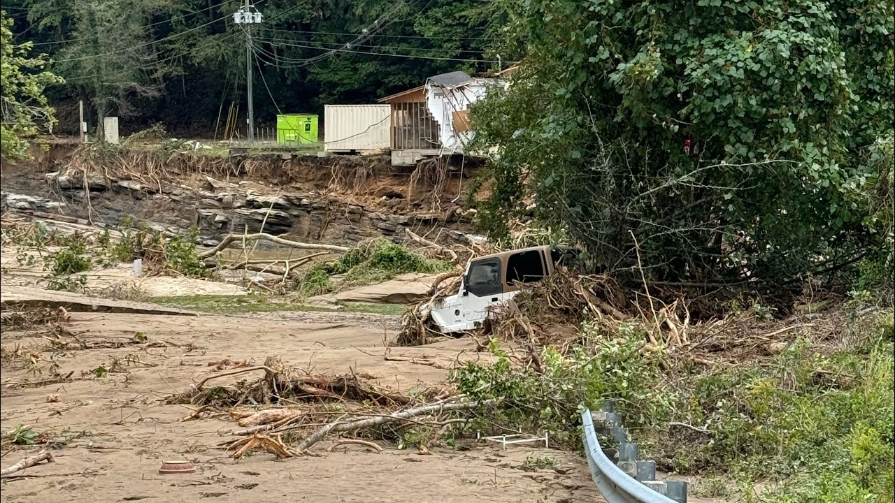 Bat Cave, NC morning after Hurricane Helene 9/28/2024 - YouTube