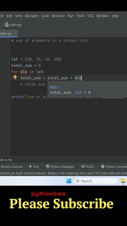 Sum Of Elements In A List Pythonvibes Pythonvibes Pythonic Python Shorts Pythonvibes