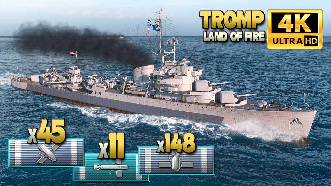 Destroyer Tromp: Easy going on map Land of Fire - World of Warships ...