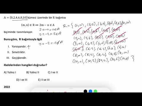 Soyut Matematik: Bağıntı Soru Çözümü 9 (2022İ Benzer) #öabtmatematik