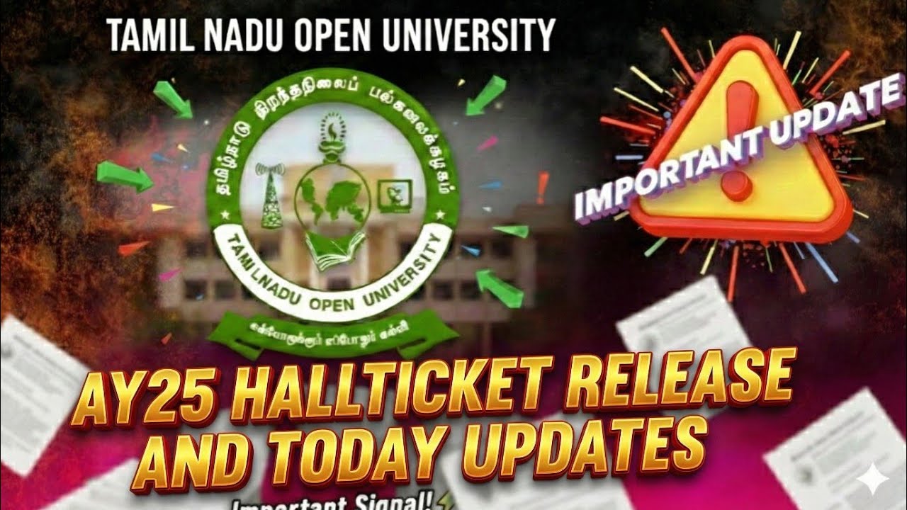 🔴 TamilNadu Open University (TNOU) 2026 HALL TICKET RELEASED & TODAY'S ...