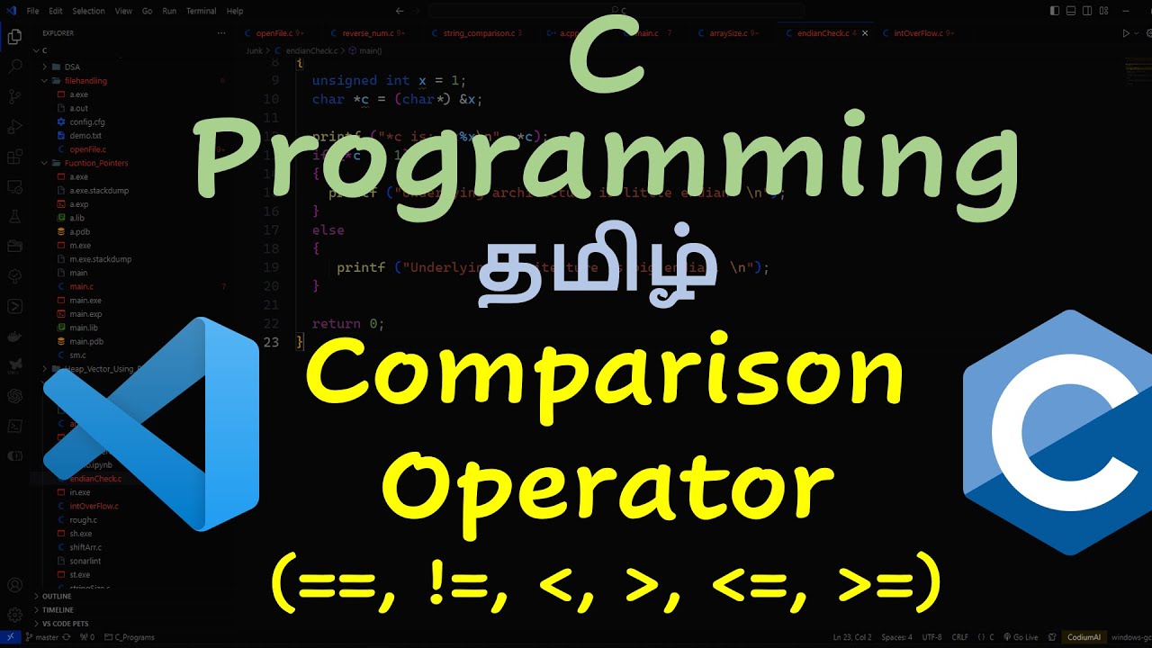 Comparison Operator in C #5 | C Programming in Tamil - YouTube