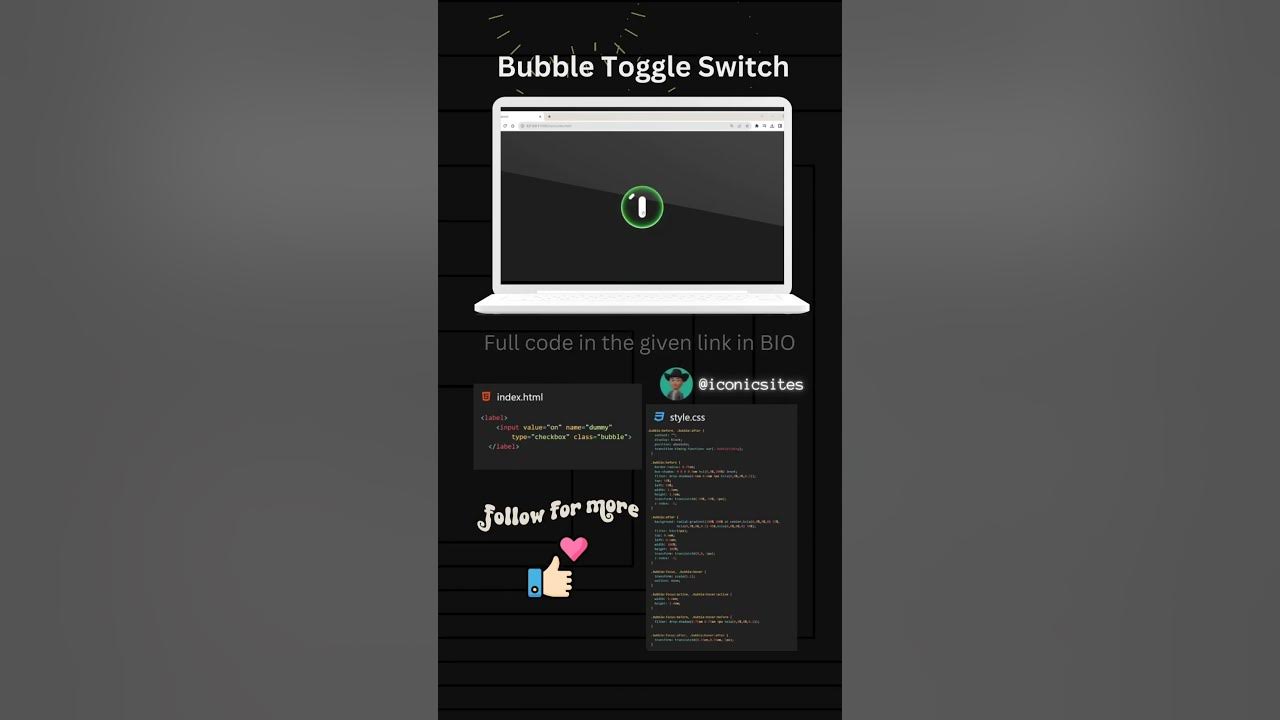 Bubble Toggle Switch Css Source Code In Bio And Comments Html Css Frontend Webdevelopment