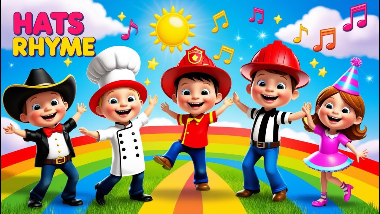 🧢 Hats Hats Everywhere! | Kids Rhyme with Colors & Jobs | Educational ...