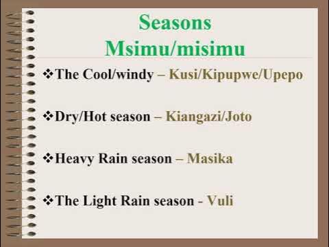 Swahili Conversational Phrases for Days of the Week, Months, Seasons ...