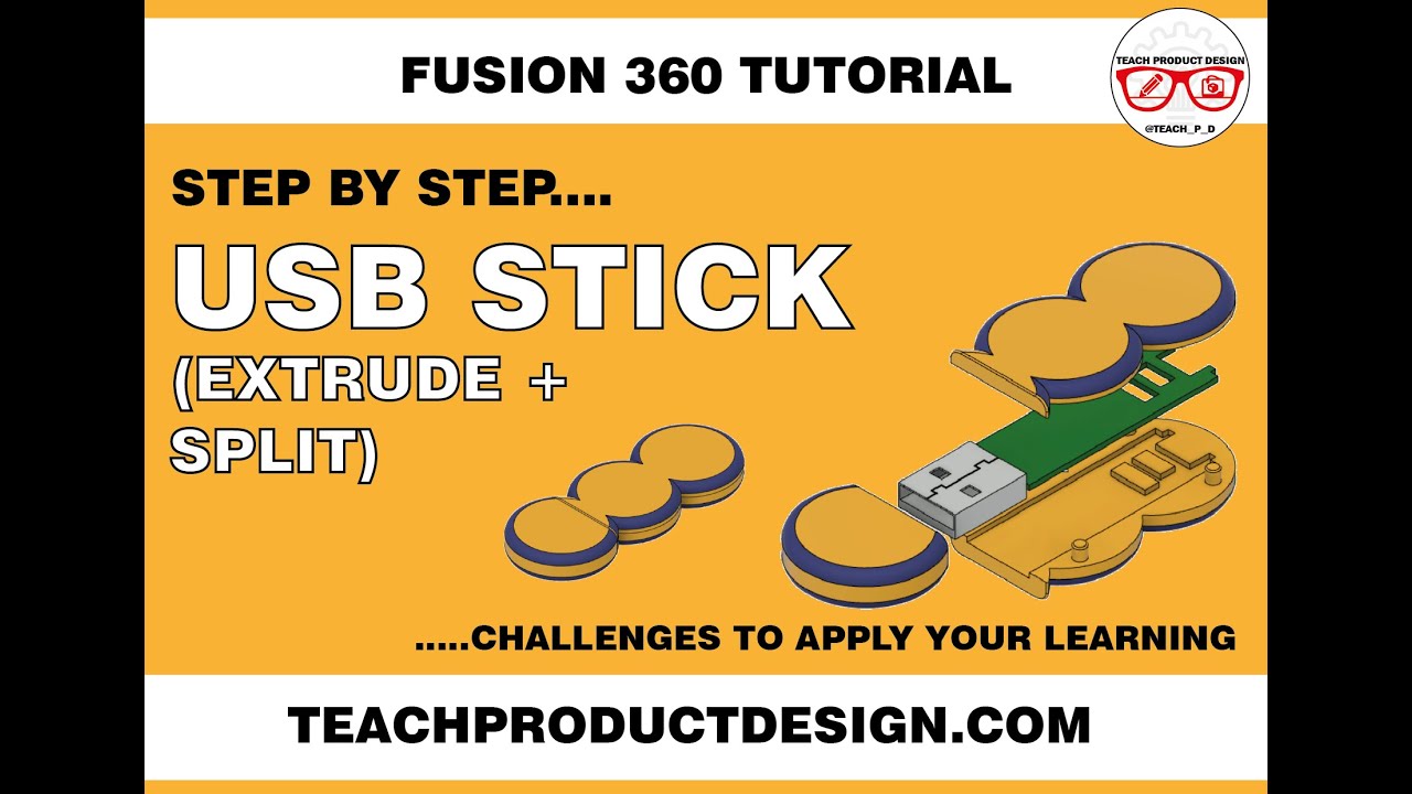FUSION 360 USB Pen Design... Simple Extrude and Split version. Download ...