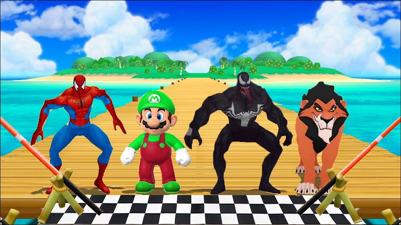 Mario Party 9 MiniGames Spider Man Vs Mario Vs Venom Vs Scar (Master ...