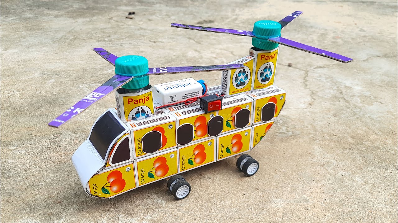 How to make Matchbox Chinook Helicopter | DIY CH-47 Chinook | DC Motor ...
